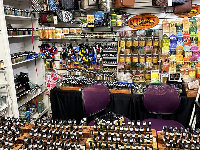 A fragrant oasis of essential oils and incense where one deep breath transports you from Wisconsin to some mystical bazaar halfway around the world.