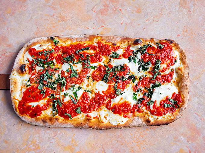 Simplicity at its finest&mdash;this flatbread with bright tomato sauce and fresh basil is the culinary equivalent of a perfect three-chord song. 