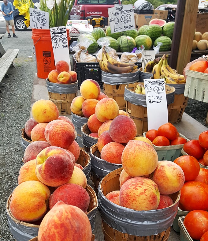 Fresh produce stands prove that even flea markets know you need vegetables between funnel cakes.