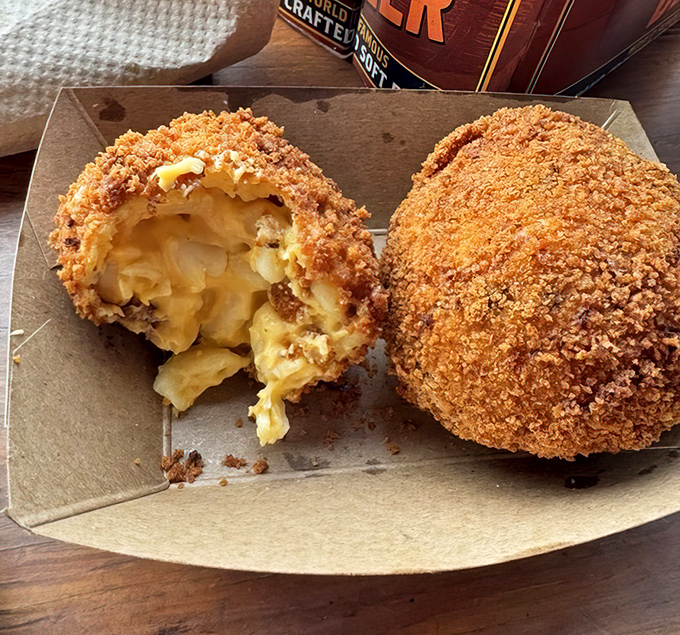 Fried mac and cheese balls with brisket inside&mdash;because sometimes one comfort food just isn't enough. Crispy outside, molten goodness within.