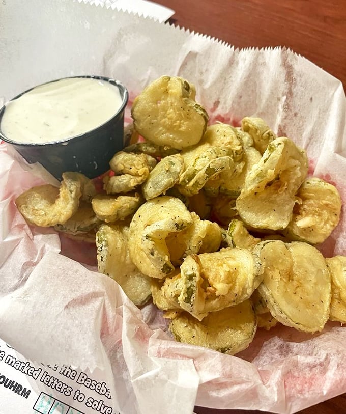 Fried pickles: Where tangy meets crunchy in a dance of deliciousness. That ranch dressing isn't just a dip&mdash;it's a perfect partner.