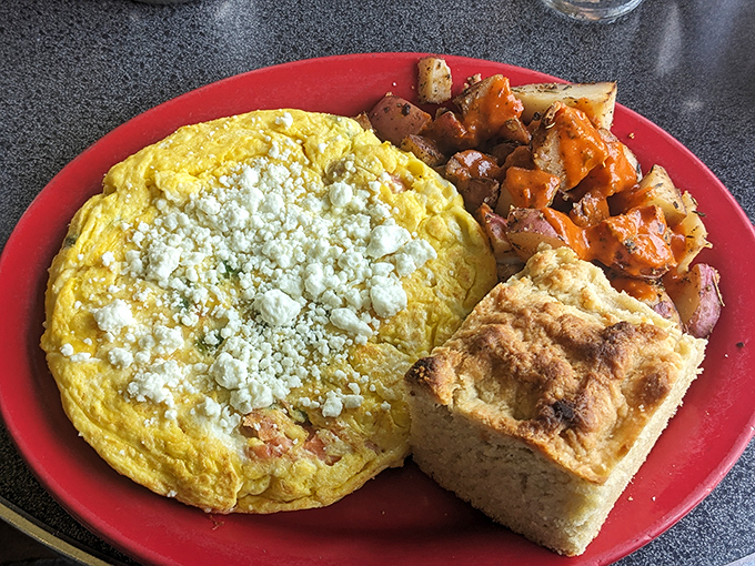 This frittata with feta is what happens when eggs decide to dress up for the occasion, bringing potatoes and vegetables along for the celebration.