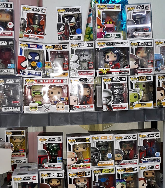 Pop culture immortalized in vinyl figurines. Star Wars meets Marvel in this collector's corner that speaks to the eternal kid in all of us.