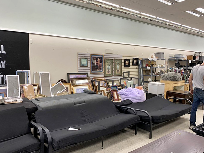 Futons and picture frames await new homes, like actors at an audition ready to play supporting roles in your living space.