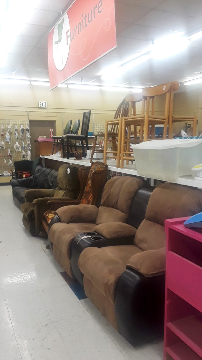 The furniture section: where recliners with character await your living room and your backside's discerning approval.