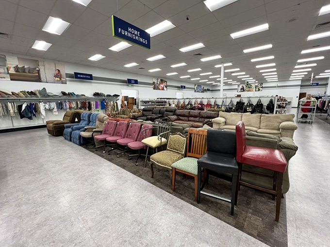 The furniture section resembles a living room lineup&mdash;each sofa silently competing for the chance to cradle your next Netflix marathon.
