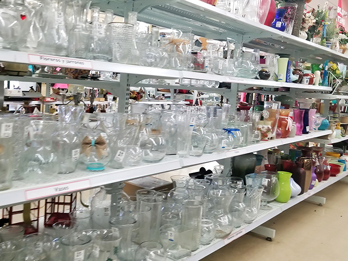 A glass menagerie of vessels awaits new purposes. Former pickle jars dream of becoming craft projects; vintage decanters hope for bourbon futures.