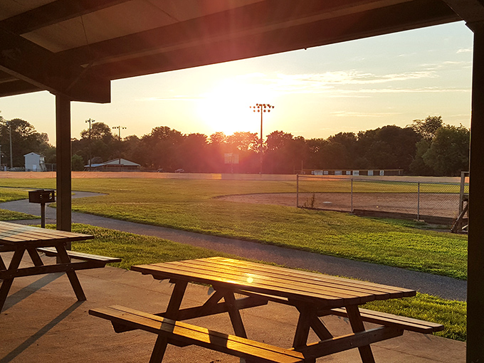 Golden hour transforms an ordinary baseball field into something magical &ndash; Norman Rockwell couldn't have painted it better.