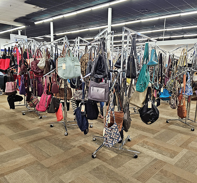 Handbag heaven&mdash;where yesterday's must-have purses hang like colorful fruit, ripe for the picking at prices that won't break the bank.