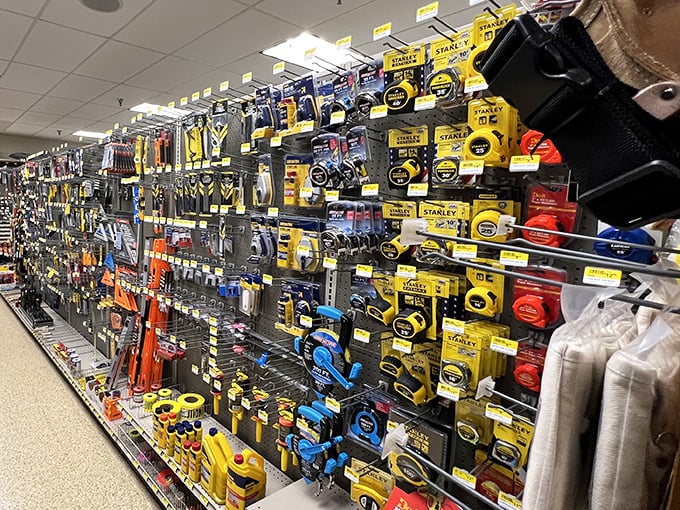 Tool paradise! Even non-handy folks might suddenly feel inspired to build something after browsing this impressive hardware selection.