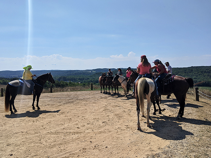 Horseback riding with a side of panoramic views. Even the horses seem to pause to appreciate the scenery.