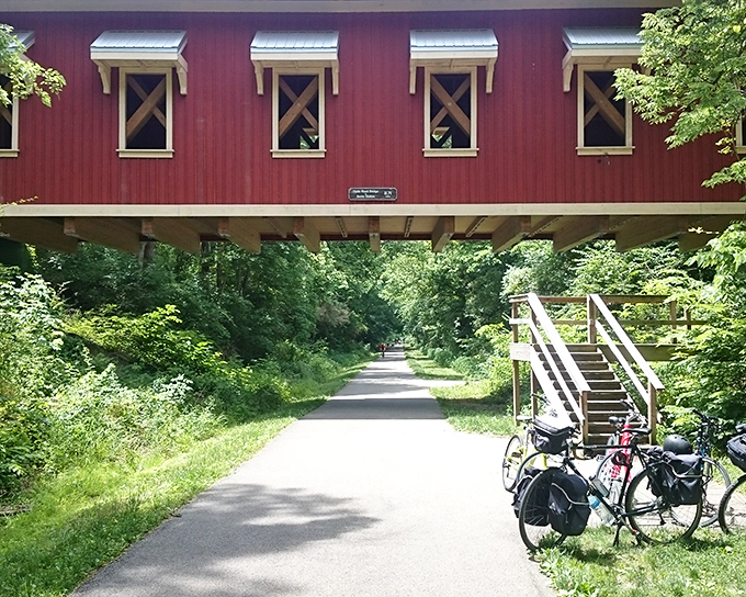 The Hyde Road Bridge doesn't just connect two sides of a trail&mdash;it connects visitors to a simpler time when red covered bridges were America's architectural calling card.