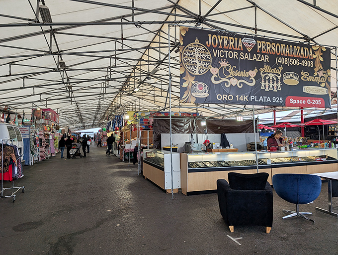 Jewelry row gleams with possibility. From everyday accessories to special occasion pieces, this section proves treasure hunting isn't just for pirates anymore.