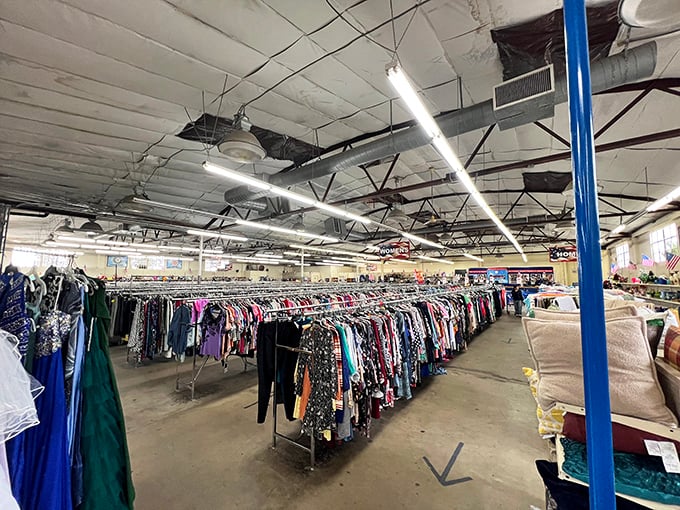 The clothing section stretches to infinity, where patience rewards the persistent with designer labels hiding among everyday basics.