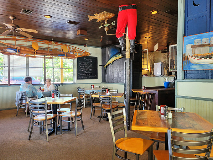 Fishing memorabilia and wooden accents create that "Old Florida" atmosphere that chain restaurants spend millions trying to replicate. 