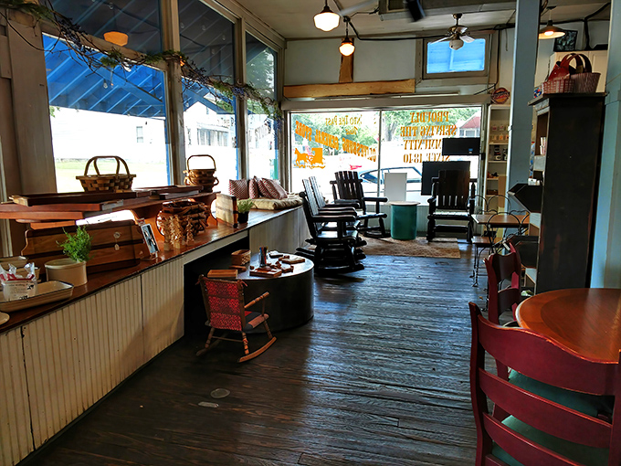 Sunlight streams through windows illuminating wooden floors that have supported generations of hungry customers in this charming corner of rural Ohio.