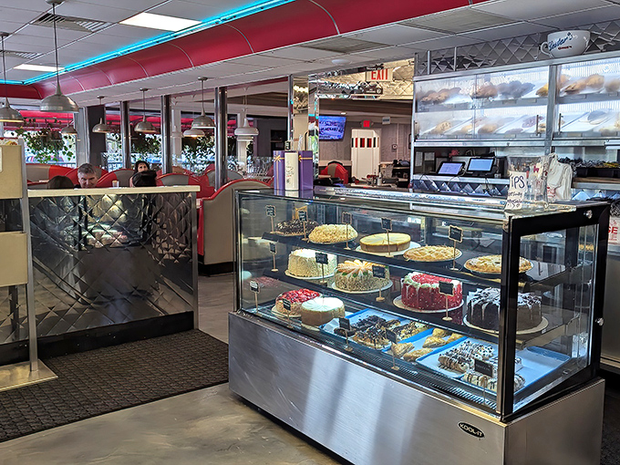 The dessert case—where good intentions go to die and "I'll just have coffee" turns into "and a slice of that chocolate cake, please."