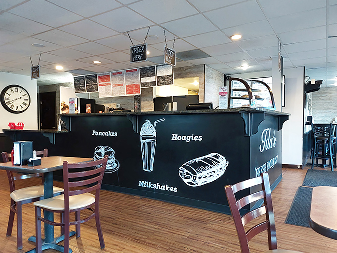 The counter at Ida's tells you everything you need to know: pancakes, hoagies, and milkshakes&mdash;the holy trinity of diner perfection.