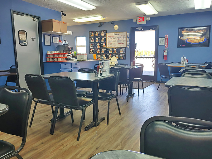 Another angle of ice cream headquarters, where calories don't count and decisions are deliciously difficult. The blue walls match the sky on a perfect Tennessee day.