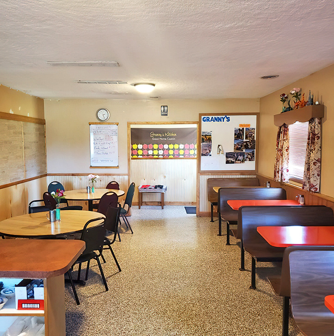 Another angle of dining room perfection, where every booth holds the promise of satisfaction.