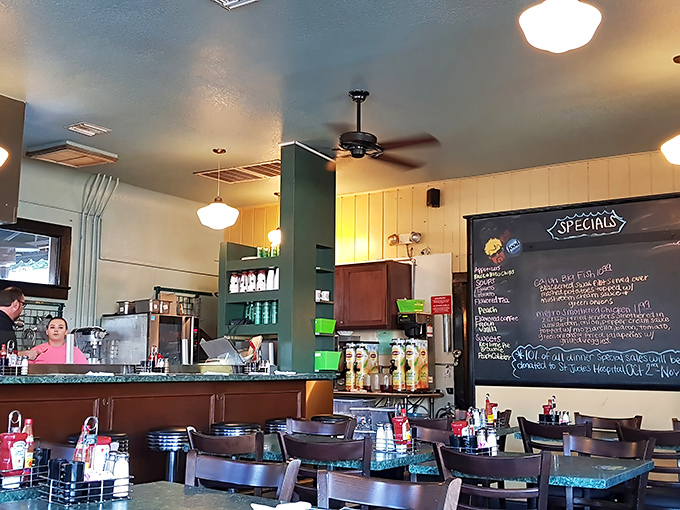 The specials board tempts while ceiling fans keep the Florida heat at bay. This is where breakfast decisions become life decisions.