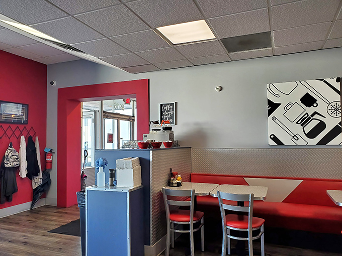 Red booths, warm wood, and clean lines create that perfect diner aesthetic&mdash;comfortable enough to linger, stylish enough to impress your Instagram followers.