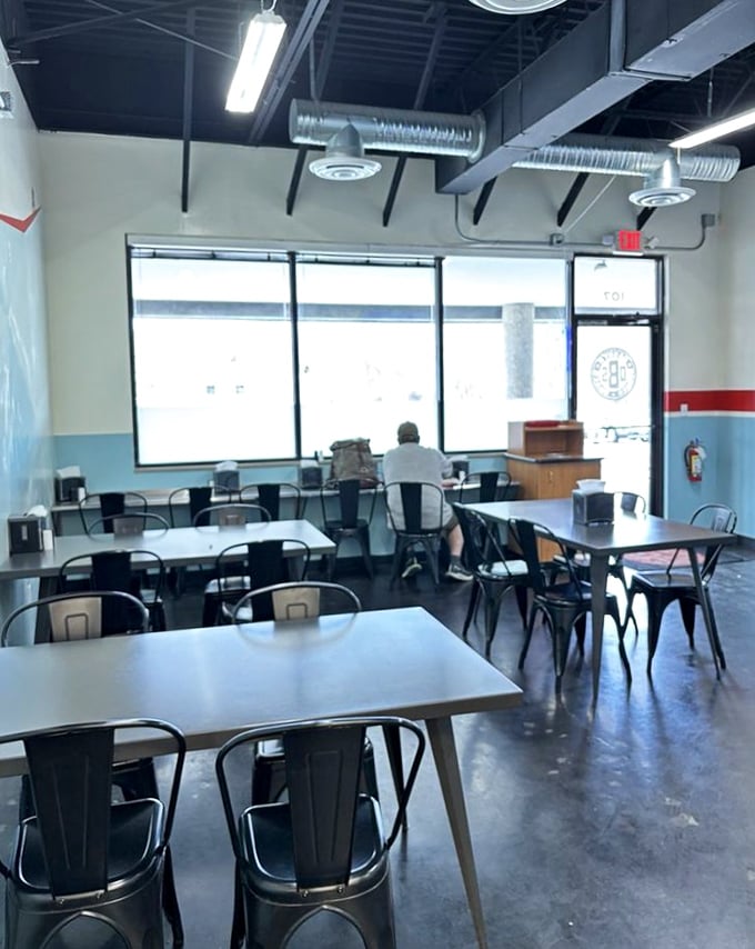 
Modern industrial meets classic diner in this thoughtfully designed space where nothing distracts from the main event: seriously good food. 