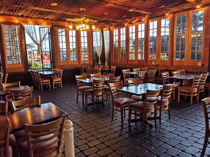 Another angle reveals the restaurant's warm embrace, where every table feels like a front-row seat to happiness.