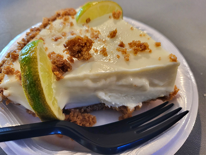 Key lime pie that strikes the perfect balance between sweet and tart&mdash;just like the best conversations at the Raw Bar's communal tables.