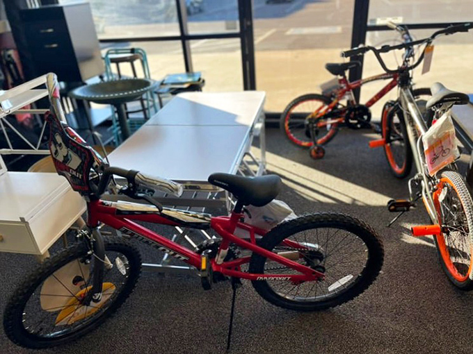 Kids' bikes ready to create new neighborhood adventures and scraped knee memories for generations.