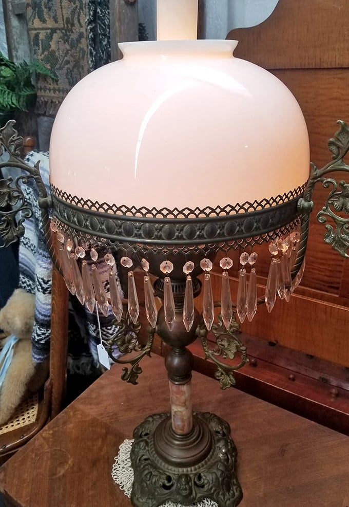 This isn't just a lamp&mdash;it's functional art with its milky glass shade and crystal pendants. Edison would be impressed, and your living room will be transformed.