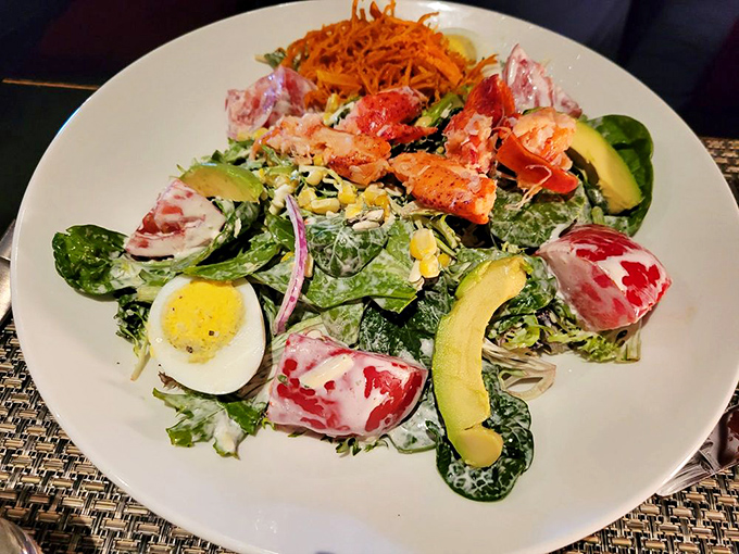 A salad that doesn't apologize for being a salad, loaded with lobster, avocado, and egg&mdash;the kind that makes you forget you're eating vegetables.