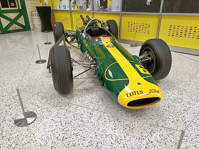 The legendary Lotus-Ford #6 brought European racing sophistication to the Brickyard, looking like it could still qualify for pole position today.