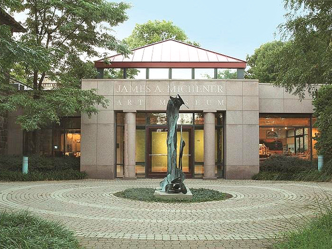 The Michener Art Museum entrance welcomes visitors like a sophisticated friend with impeccable taste in everything.