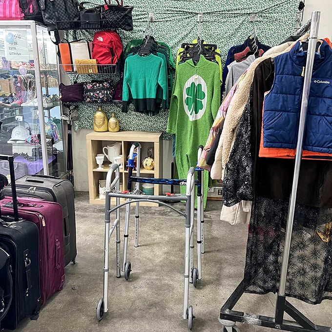 The mixed goods section promises everything from kitchen gadgets to items that defy easy categorization or explanation.