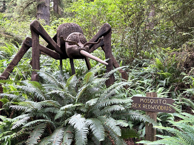 "Mosquito Rex Redwoodius" proves that even in a forest of giants, someone has maintained their sense of humor&mdash;and artistic talent.