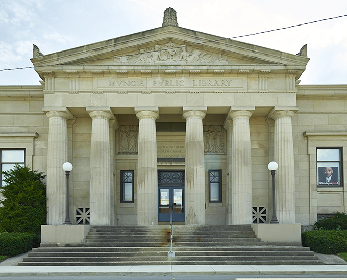 The Muncie Public Library's classical columns aren't just architectural showing off&mdash;they're guardians of knowledge in an age of "just Google it."