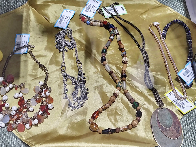 Jewelry that carries whispers of past celebrations. Each bead and pendant represents someone's special occasion, now awaiting a new chapter with a different owner.