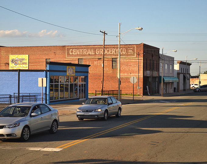 The faded "Central Grocery Co." ghost sign reminds us that before supermarket chains, downtown was where you filled your pantry.