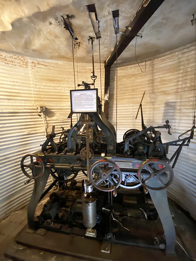 Mechanical marvels housed in a corrugated metal drum&mdash;industrial archaeology at its finest. The gears of history are still turning here.