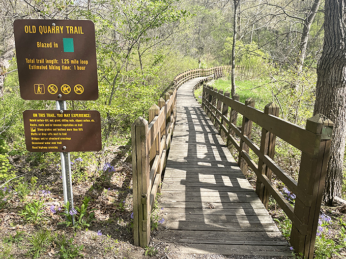 The Old Quarry Trail promises adventure in manageable doses. One hour of hiking, lifetime of memories&mdash;fair trade.
