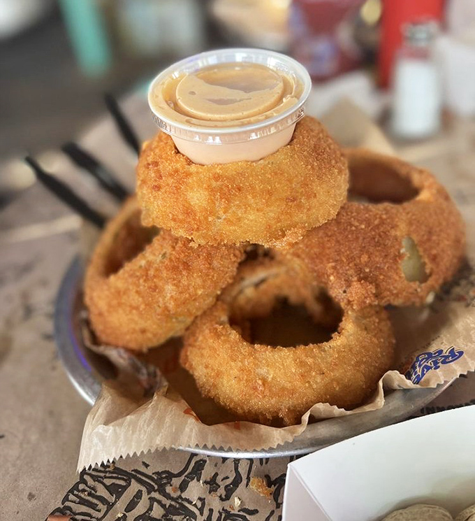 These onion rings achieve that perfect crunch that makes you forget vegetables are technically involved.