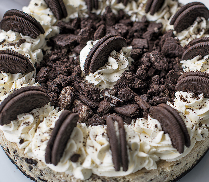 Cookies and cream unite in a cheesecake that looks like it should have its own Instagram account and book deal.