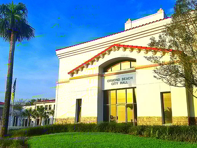 Ormond Beach City Hall stands proudly in Spanish-inspired architecture, looking like it should be on the cover of "Government Buildings With Unexpected Charm Monthly."