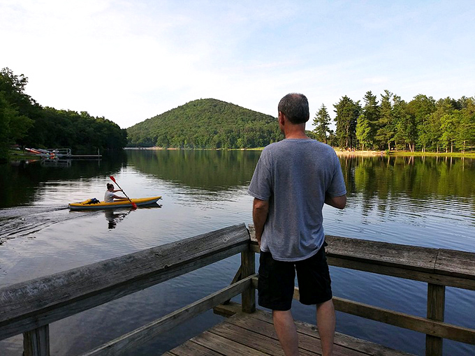 The ultimate social distancing &ndash; just a man, a kayaker, and a lake that couldn't care less about your work deadlines. 