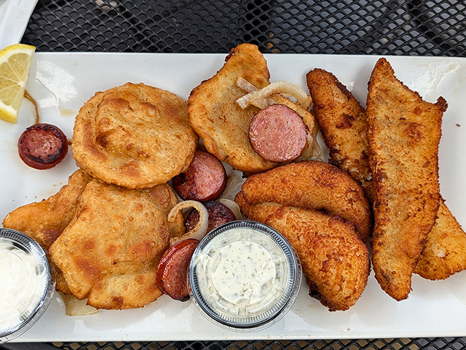 This perch and pierogies combo celebrates both local waters and Eastern European comfort in one glorious plate.
