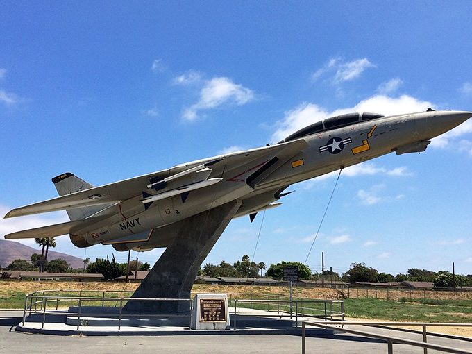 This retired Navy fighter jet has found its forever home as a monument. Dramatically posed as if mid-flight, it's a selfie opportunity that practically screams "Top Gun."