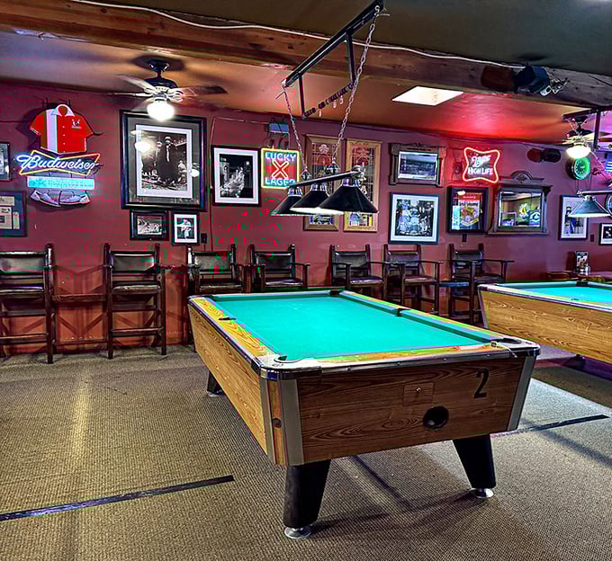 Pool tables bathed in neon light—where friendly rivalries and "I was better before my third beer" excuses have played out for generations.