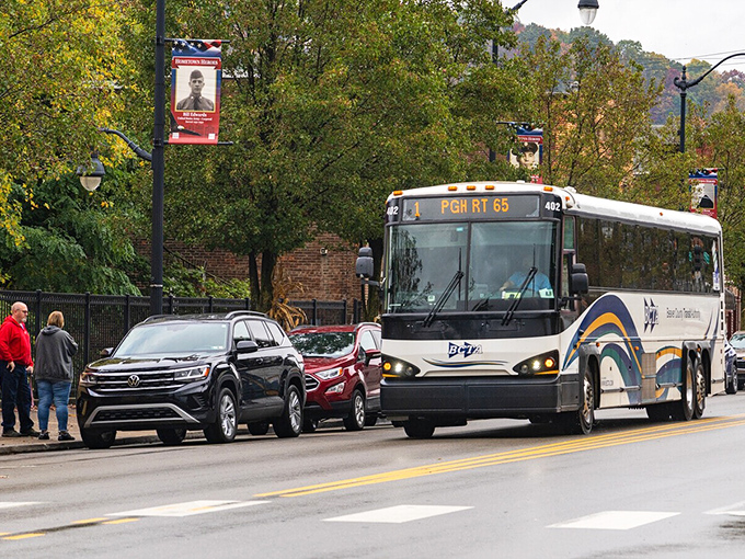 Public transportation connects New Brighton to Pittsburgh, proving small-town living doesn't mean isolation&mdash;just better parking and lower blood pressure.