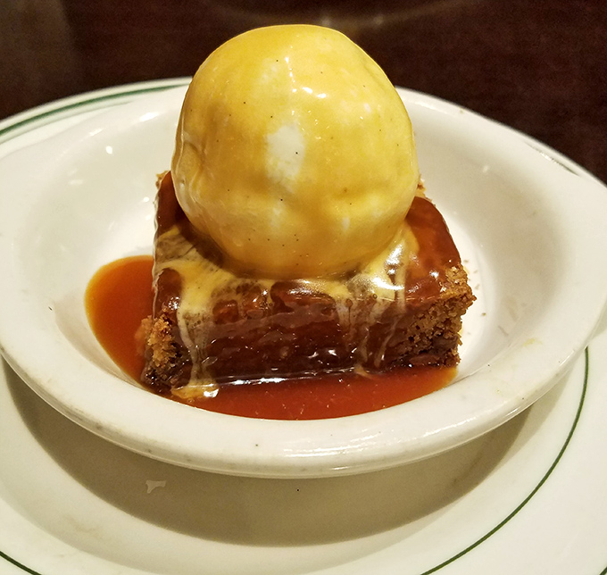 Sticky toffee pudding with house-made ice cream that melts into warm cake—the kind of dessert that makes you forget you came for seafood.